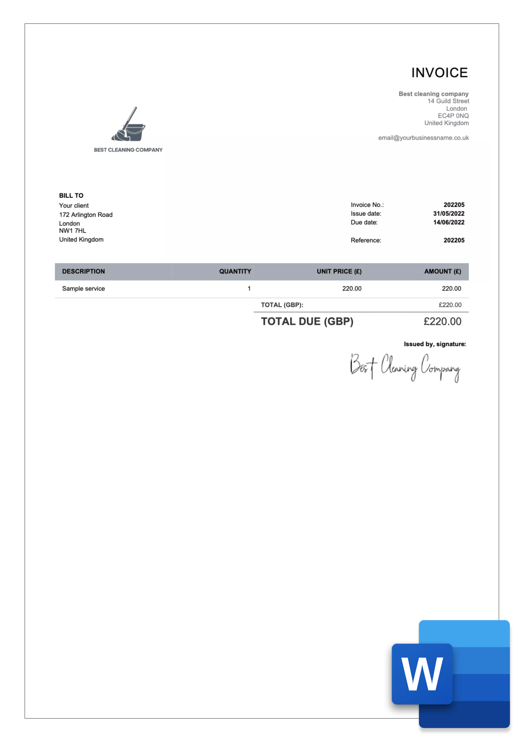 Invoice Samples In Word Invoice Samples In Word