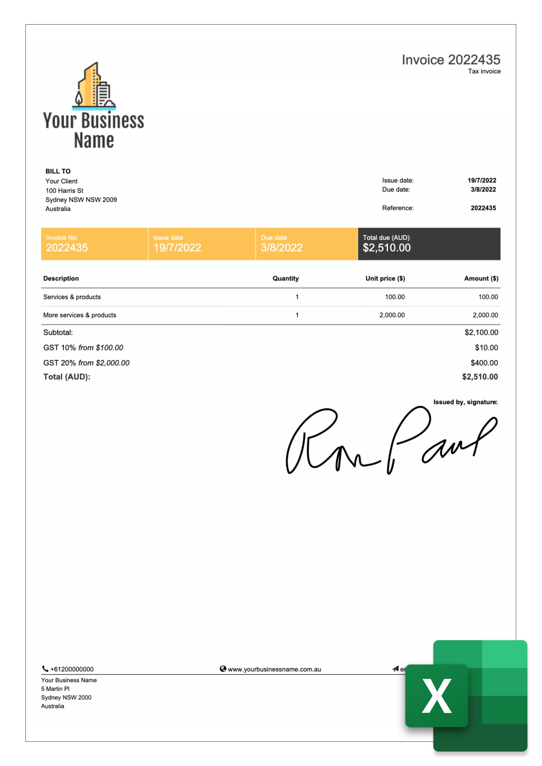 Excel Invoice Templates For Australia Free Download Billdu Excel Invoice Templates For Australia Free Download Billdu